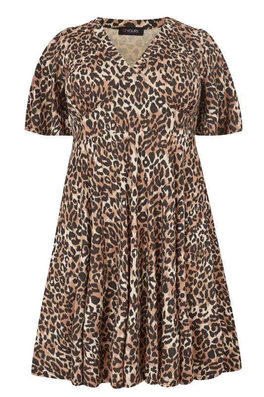 Brown Leopard Print Fit And Flare Dress Plus Size 16 To 36