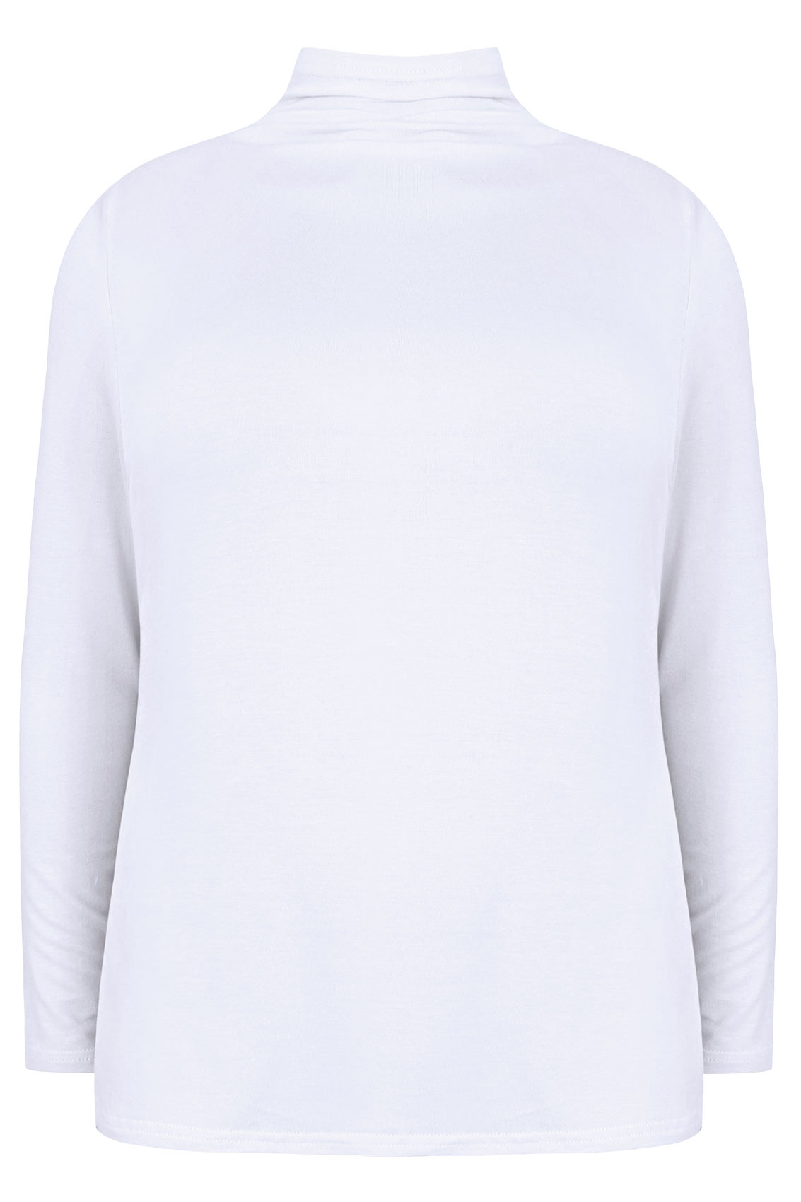 White Turtle Neck Long Sleeved Jersey Top Plus Size 16 To 32